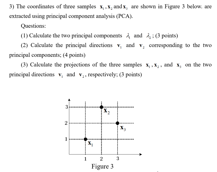 Solved 3) The coordinates of three samples X,X, and x, are | Chegg.com