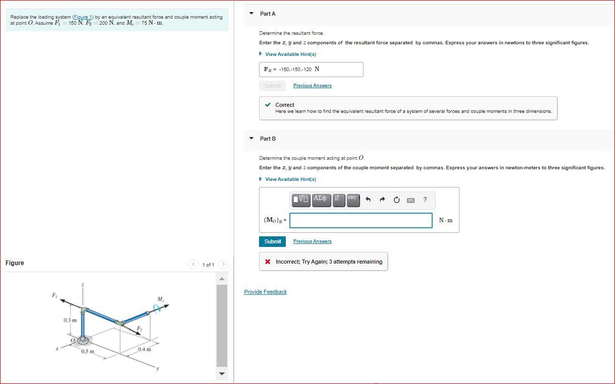 Solved Part A Replace the loading system (Figure 1) by an | Chegg.com
