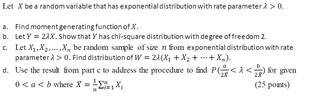 Solved Let X be a random variable that has exponential | Chegg.com