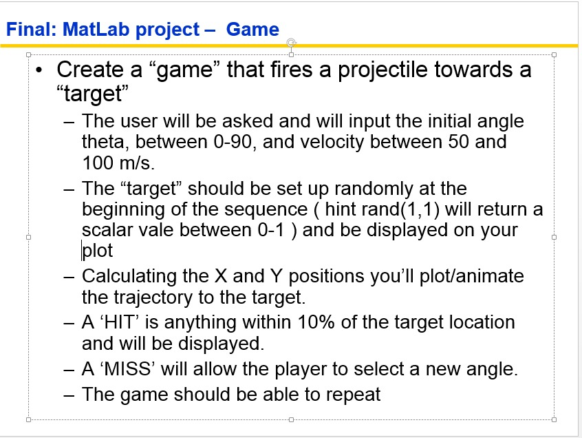 Solved Final Matlab Project Game Create A Game” That 6580