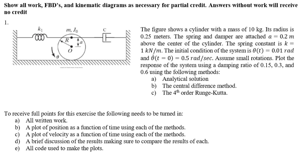 Show all work, FBD's, and kinematic diagrams as | Chegg.com
