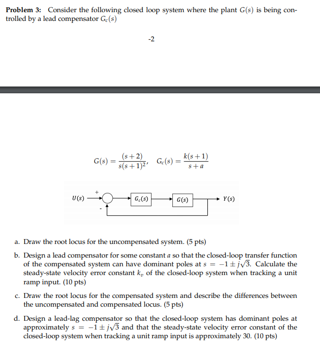 Solved Problem 3: Consider the following closed loop system | Chegg.com