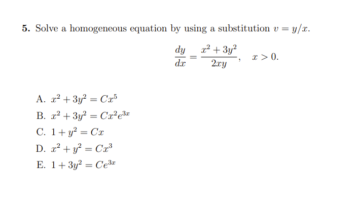 Solved 5. Solve a homogeneous equation by using a | Chegg.com
