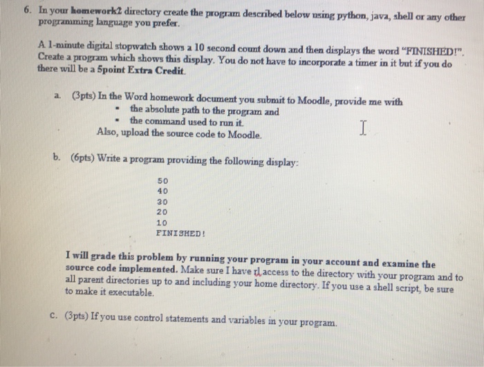 Solved 6. In your homework2 directory create the program | Chegg.com