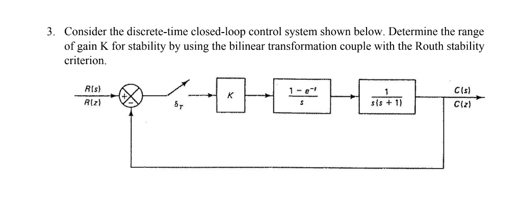 Solved 3. Consider the discrete-time closed-loop control | Chegg.com