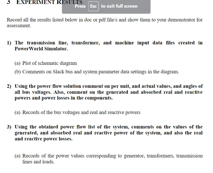 For the power system shown in Fig 1 next page, | Chegg.com