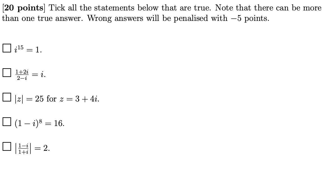 Solved [20 points] Tick all the statements below that are | Chegg.com