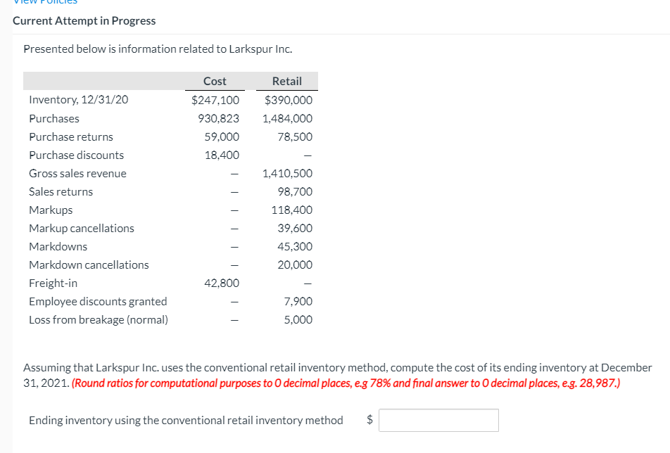 Solved Current Attempt in Progress Presented below is | Chegg.com