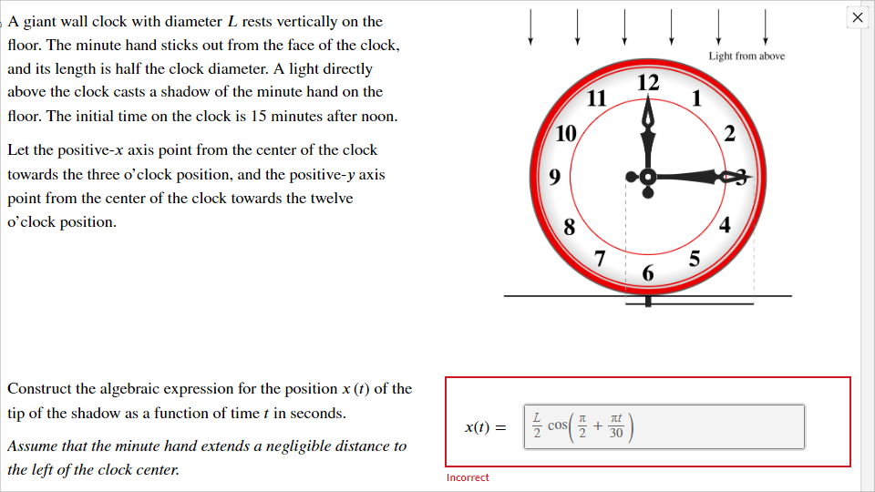 Solved A giant wall clock with diameter L ﻿rests vertically | Chegg.com