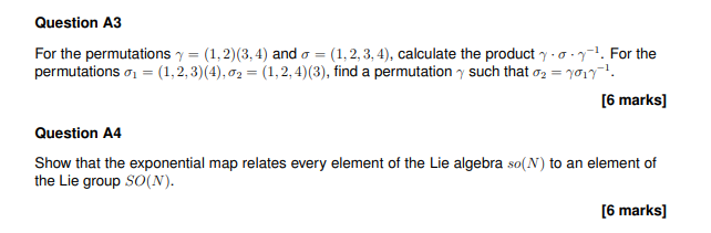Solved For the permutations γ=(1,2)(3,4) and σ=(1,2,3,4), | Chegg.com