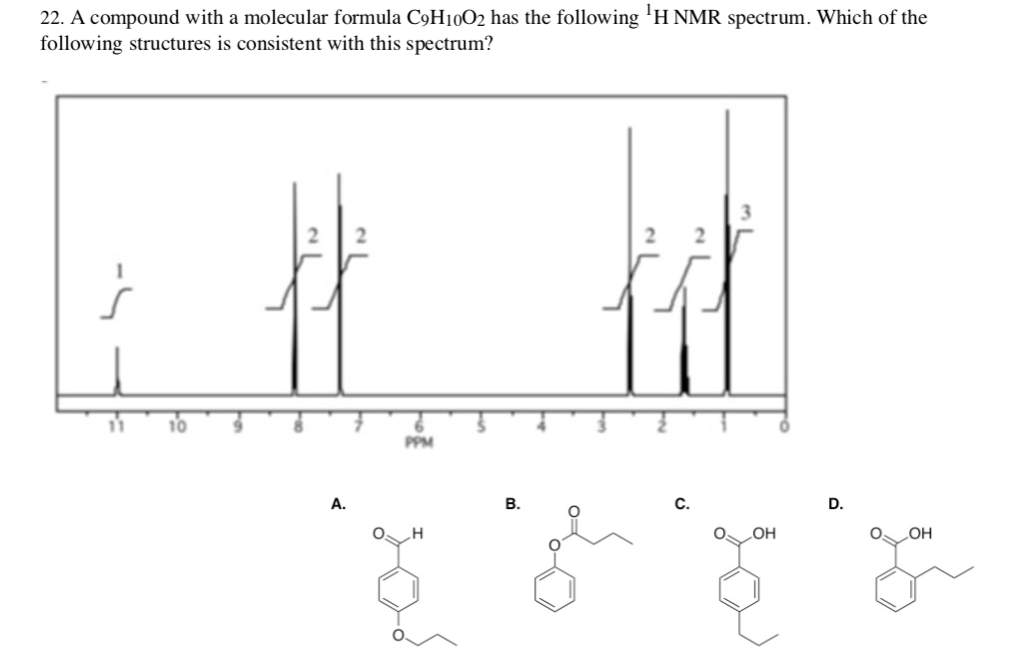 Solved 22. A compound with a molecular formula C9H1002 has | Chegg.com