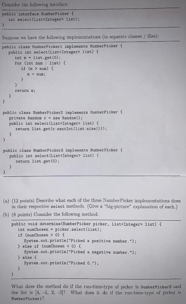 Solved Consider the following interface: public interface | Chegg.com
