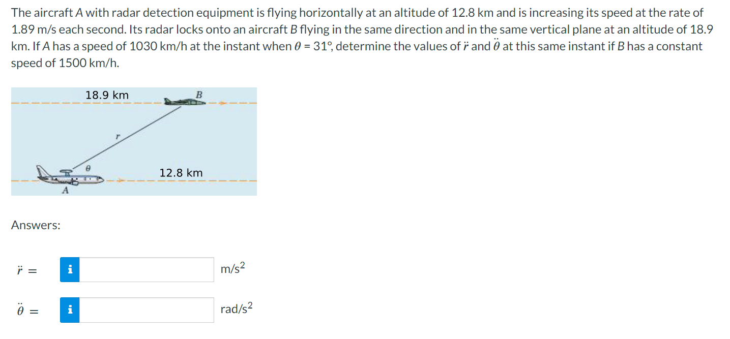 Solved The aircraft A with radar detection equipment is | Chegg.com