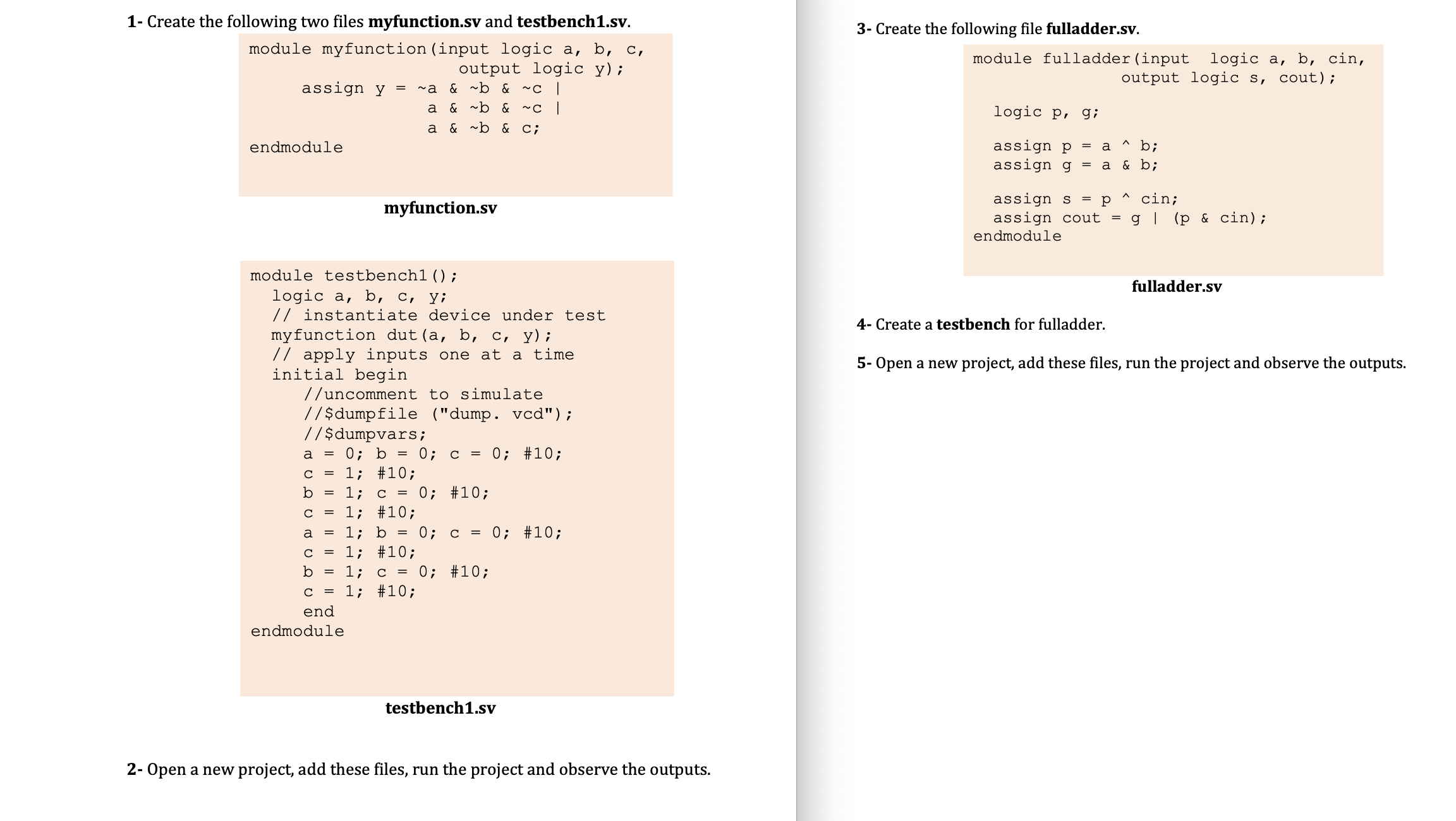 Solved 1- Create the following two files myfunction.sv and | Chegg.com