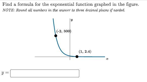 Solved Find a formula for the exponential function graphed | Chegg.com