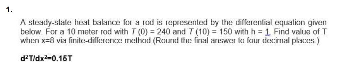 Solved A steady-state heat balance for a rod is represented | Chegg.com