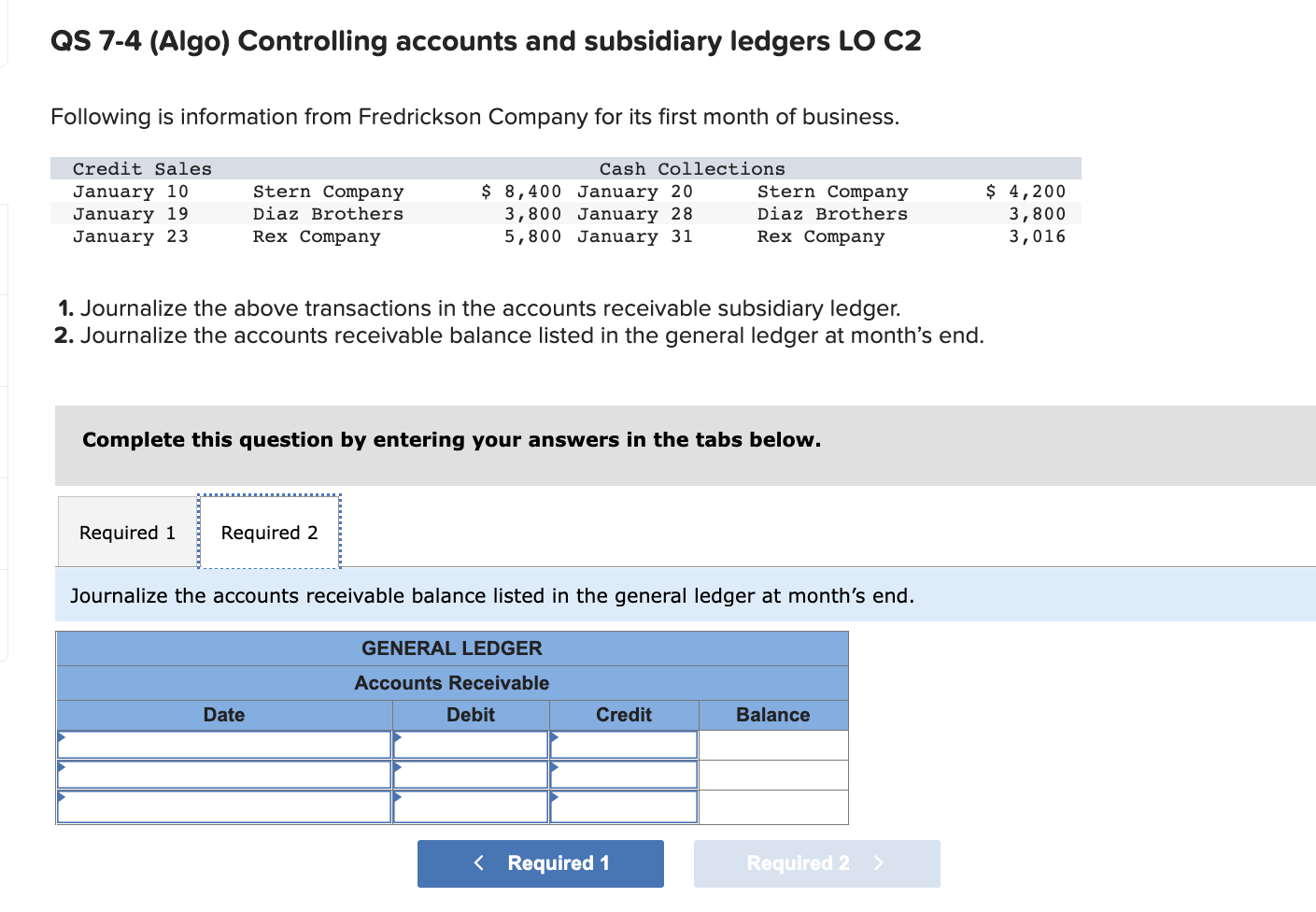 Solved QS 7-4 (Algo) Controlling accounts and subsidiary | Chegg.com