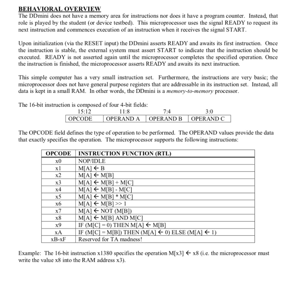 Simple Microprocessor: The DDmini PURPOSE The purpose | Chegg.com