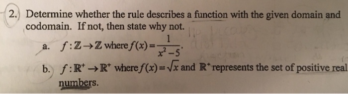 Solved 2.) Determine whether the rule describes a function | Chegg.com