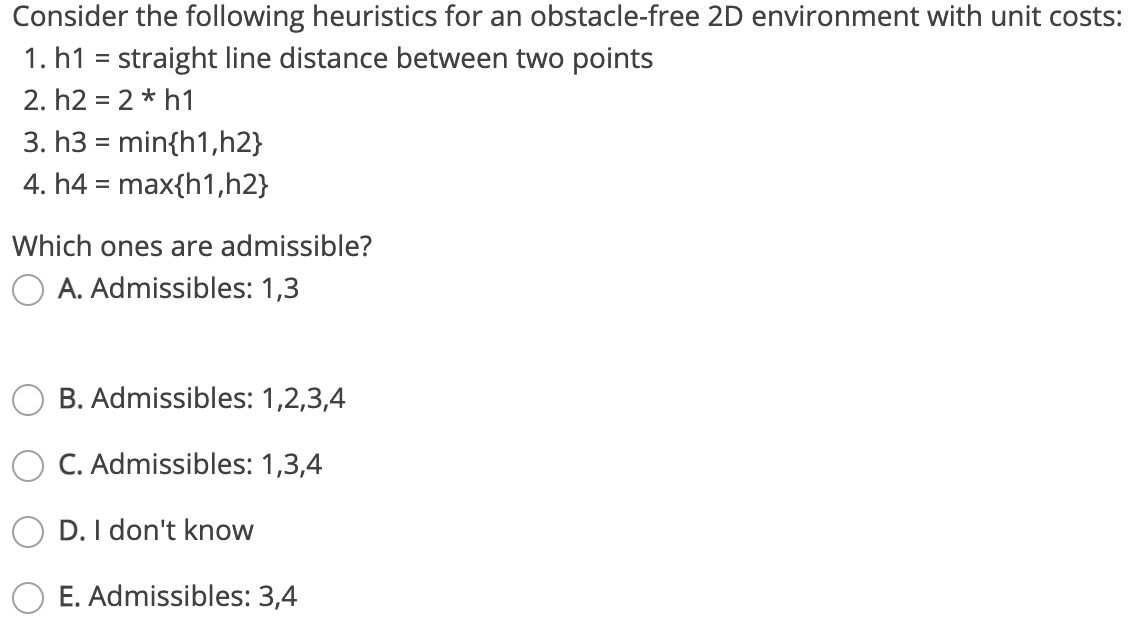 Solved Consider the following heuristics for an | Chegg.com