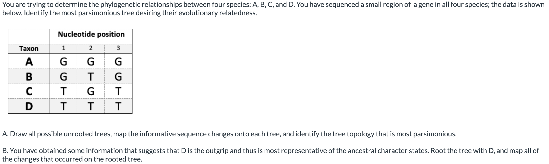Solved You are trying to determine the phylogenetic | Chegg.com