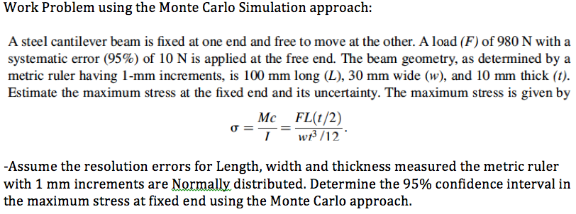 Work Problem using the Monte Carlo Simulation | Chegg.com