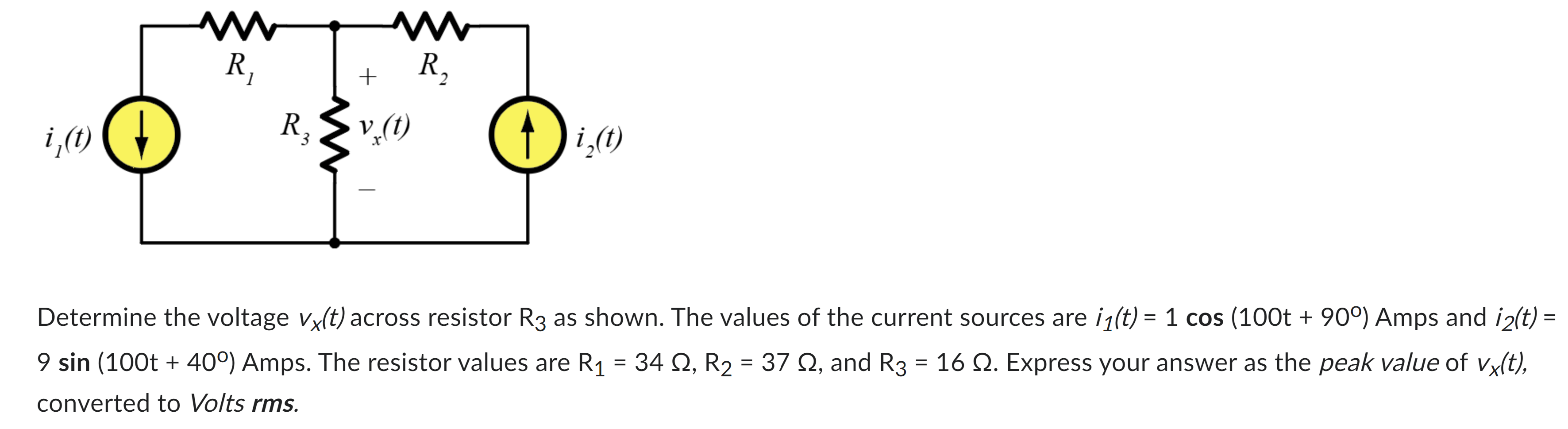 Solved Determine the voltage vx(t) across resistor R3 as | Chegg.com