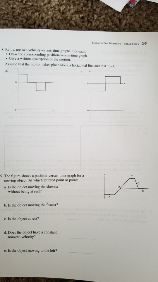 Solved 2 Motion in One Dimension 2.1 Describing Motion 1. | Chegg.com