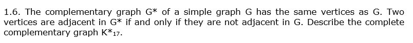 Solved 16 The Complementary Graph G Of A Simple Graph G 