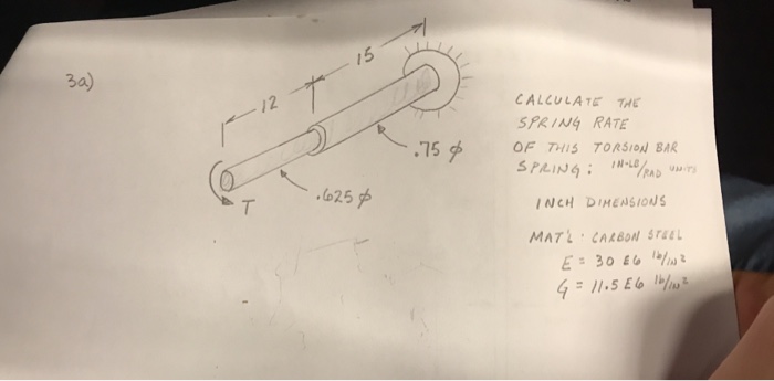 Solved 15 a. CALCULATE TAE SPRING RATE OF THIS TORSION BAR | Chegg.com