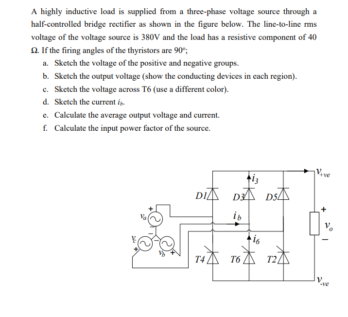 Solved A highly inductive load is supplied from a | Chegg.com