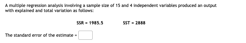 Solved A multiple regression analysis involving a sample | Chegg.com
