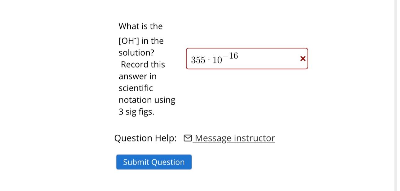 What is the [OH−]in the solution? Record this answer | Chegg.com