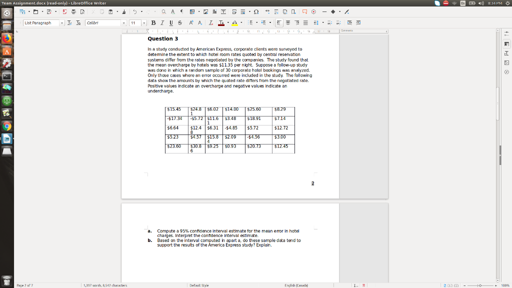 Solved Team Assignment.docx (read-only) - LibreOffice Writer | Chegg.com