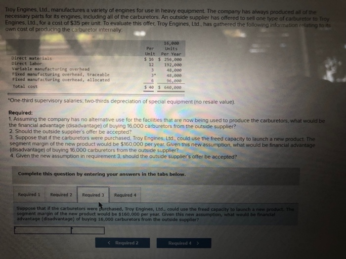 Solved Tro necessary parts for its engines, Including all of | Chegg.com