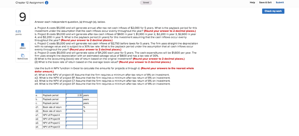 Solved Chapter 12 Assignment Help Save&Exit Submit Check my | Chegg.com