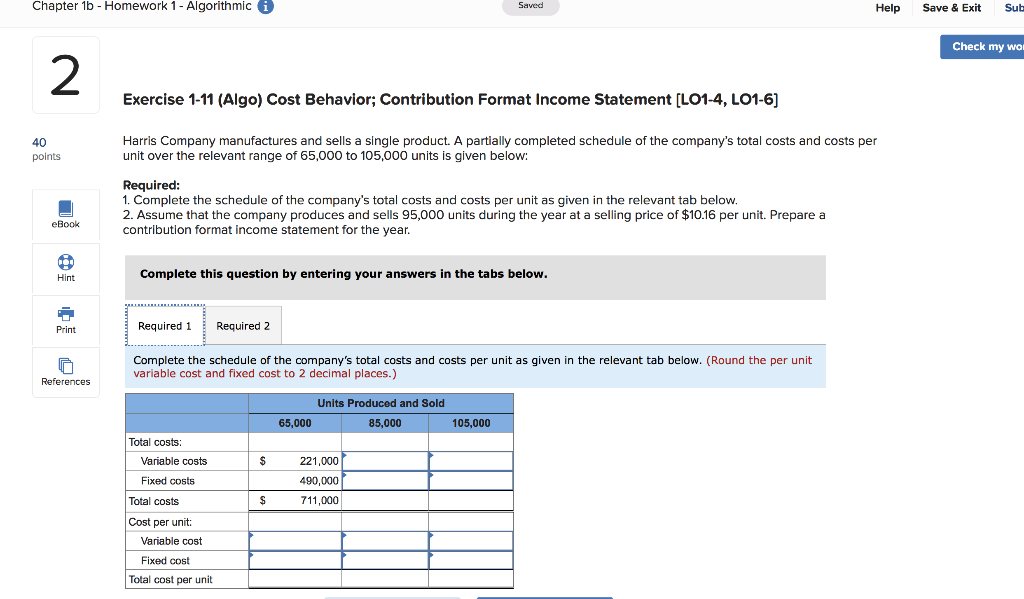 Solved Chapter 1b - Homework 1- Algorithmic i Help Help Save | Chegg.com