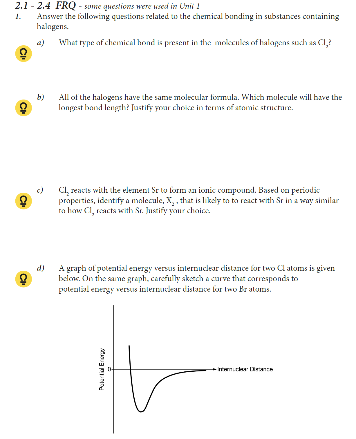 Solved 2.1-2.4 ﻿FRQ - ﻿some questions were used in Unit 11. | Chegg.com