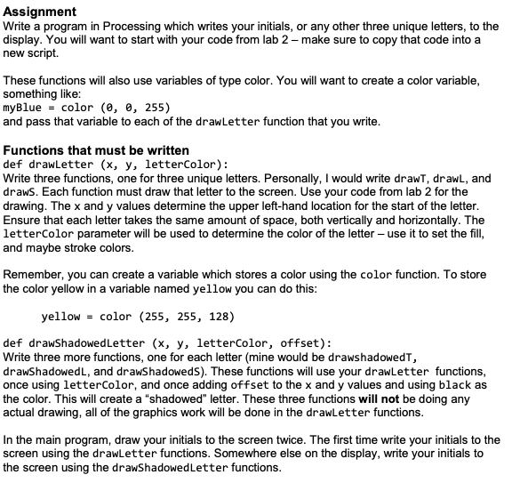 Assignment Write a program in Processing which writes | Chegg.com