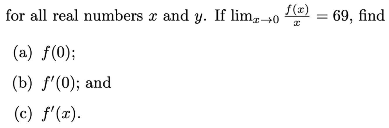 Solved 1) function f satisfies f(x+y) = f(x) + f(y) + | Chegg.com