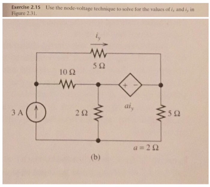Solved Exercise 2.15 Use the node-voltage technique to solve | Chegg.com