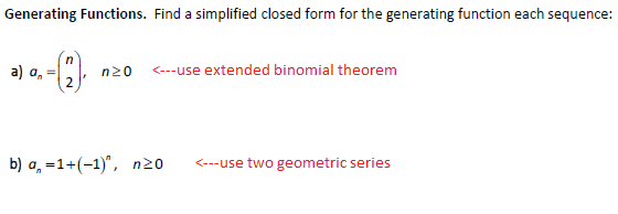 Solved Generating Functions Find A Simplified Closed Form 