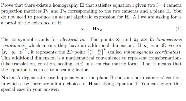 Prove that there exists a homography H that satisfies | Chegg.com