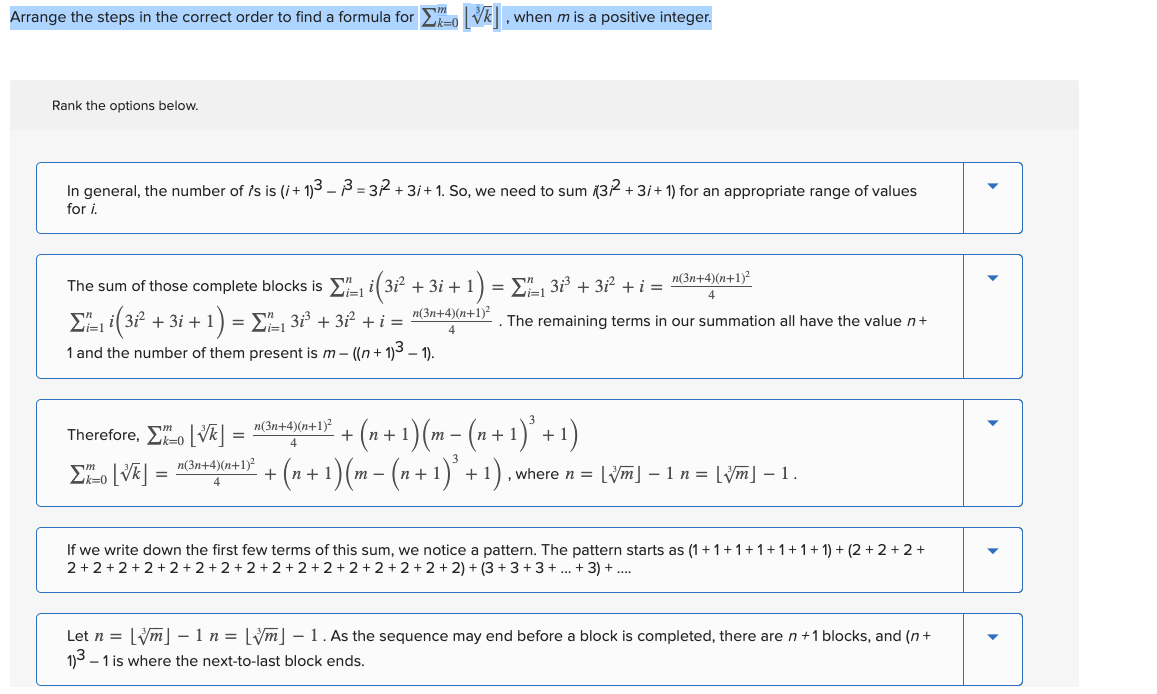 Solved Arrange the steps in the correct order to find a | Chegg.com