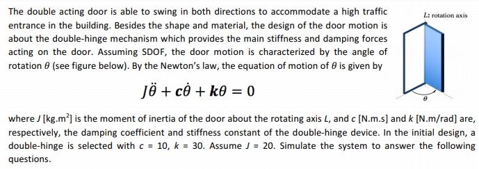 Solved L: rotation axis The double acting door is able to | Chegg.com