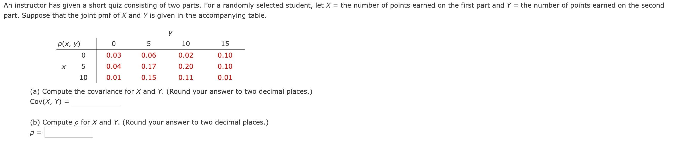 Solved part. Suppose that the joint pmf of X and Y is given | Chegg.com