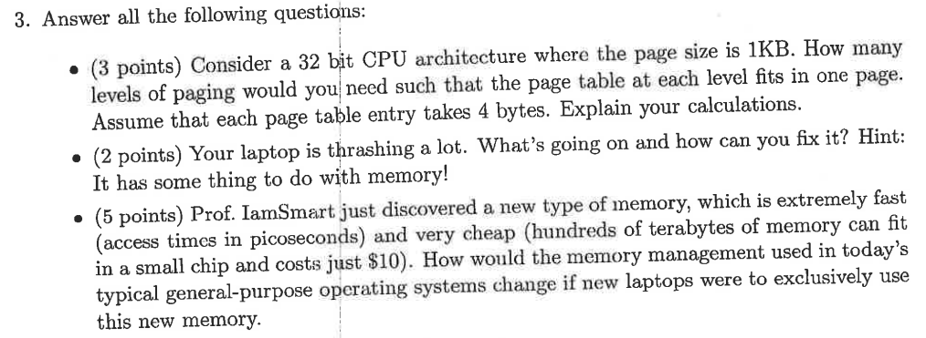 Solved 3. Answer all the following questions: • (3 points) | Chegg.com