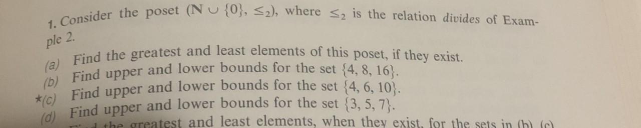 Solved 1. Consider the poset ( NU {0},