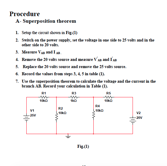 Solved Procedure A Superposition Theorem 1 Setup The