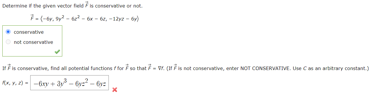 Solved Determine if the given vector field À is conservative | Chegg.com